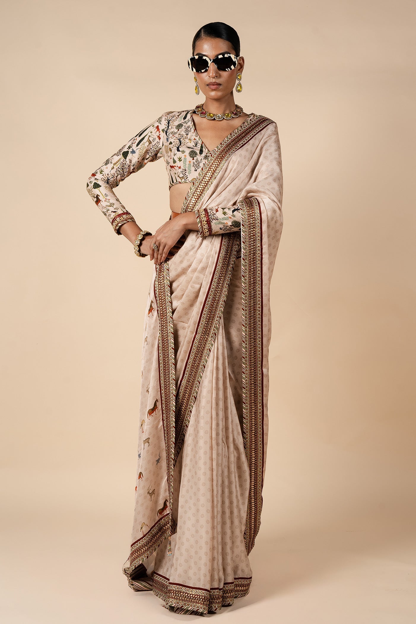 Sunny's Bridal - Powder Pink Saree Set